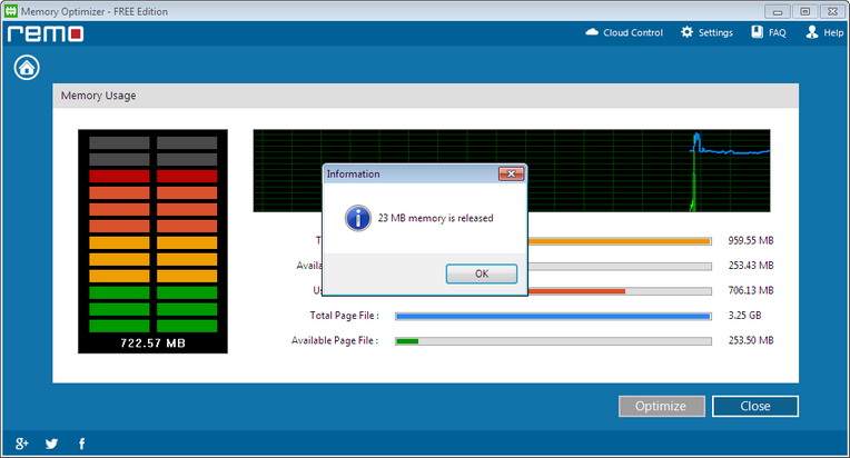 Memory Optimizer - Optimize - Remo MORE Windows