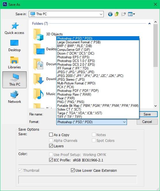 Convert Different Formats using Photoshop